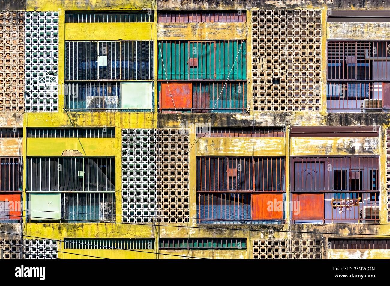 Beautiful and colorful patterns and textures of old building façade ...