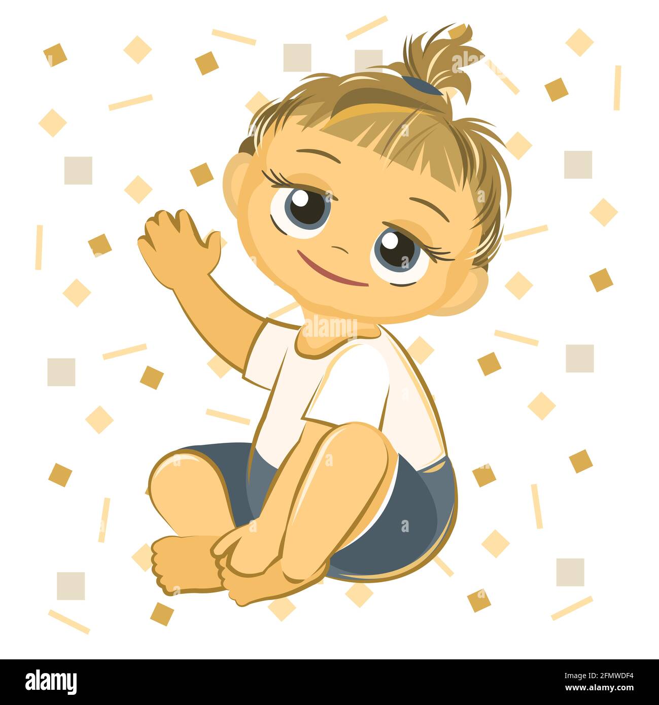 Cartoon Baby Girl Walking