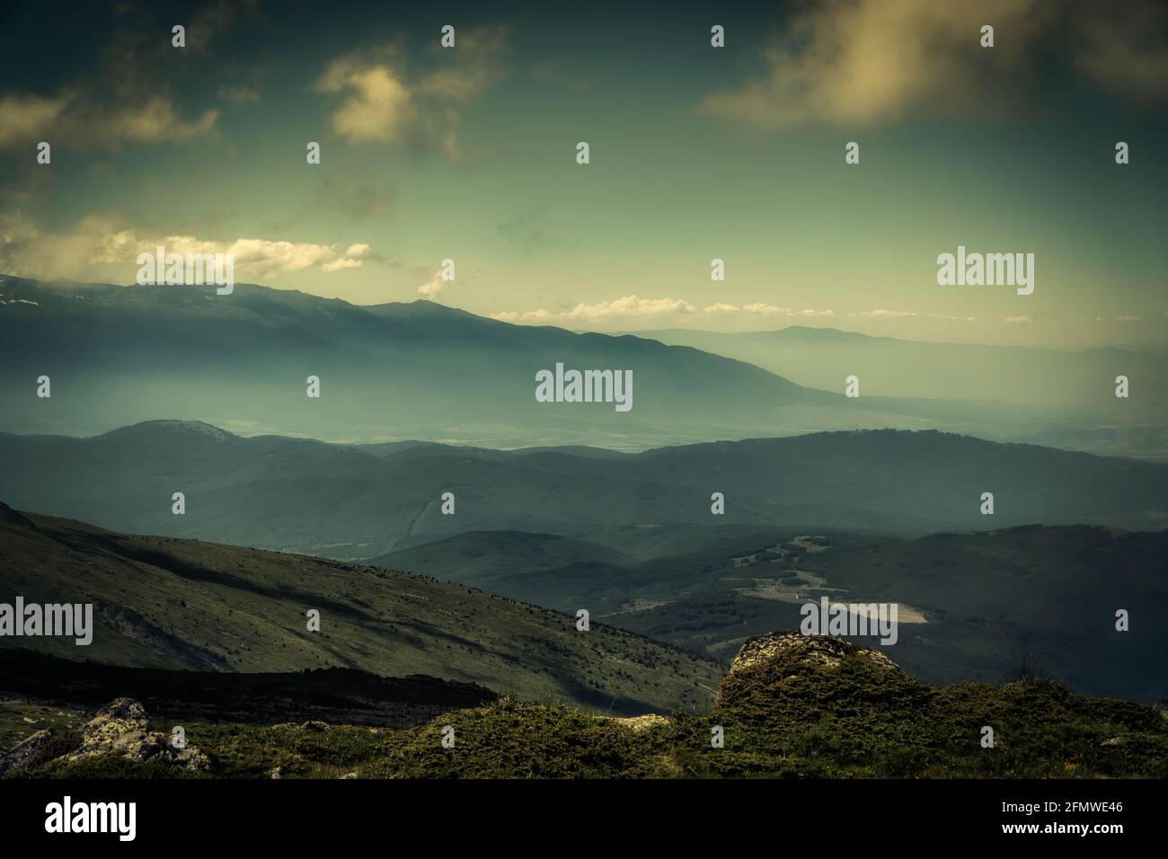 View from the highest peak of Vitosha - Cherni Vrah to Rila Mountain ...