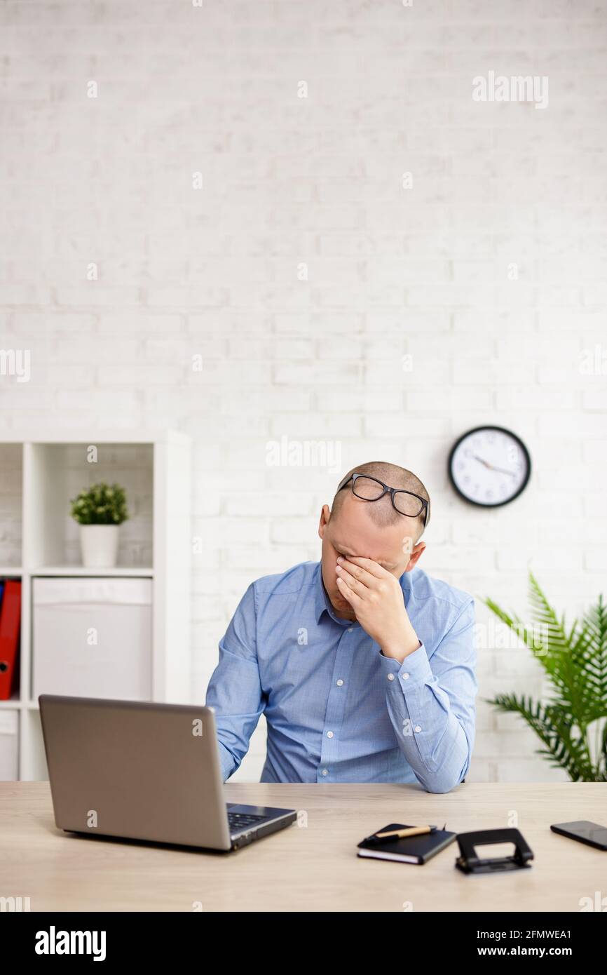 business, work, depression and stress concept - sad businessman sitting ...