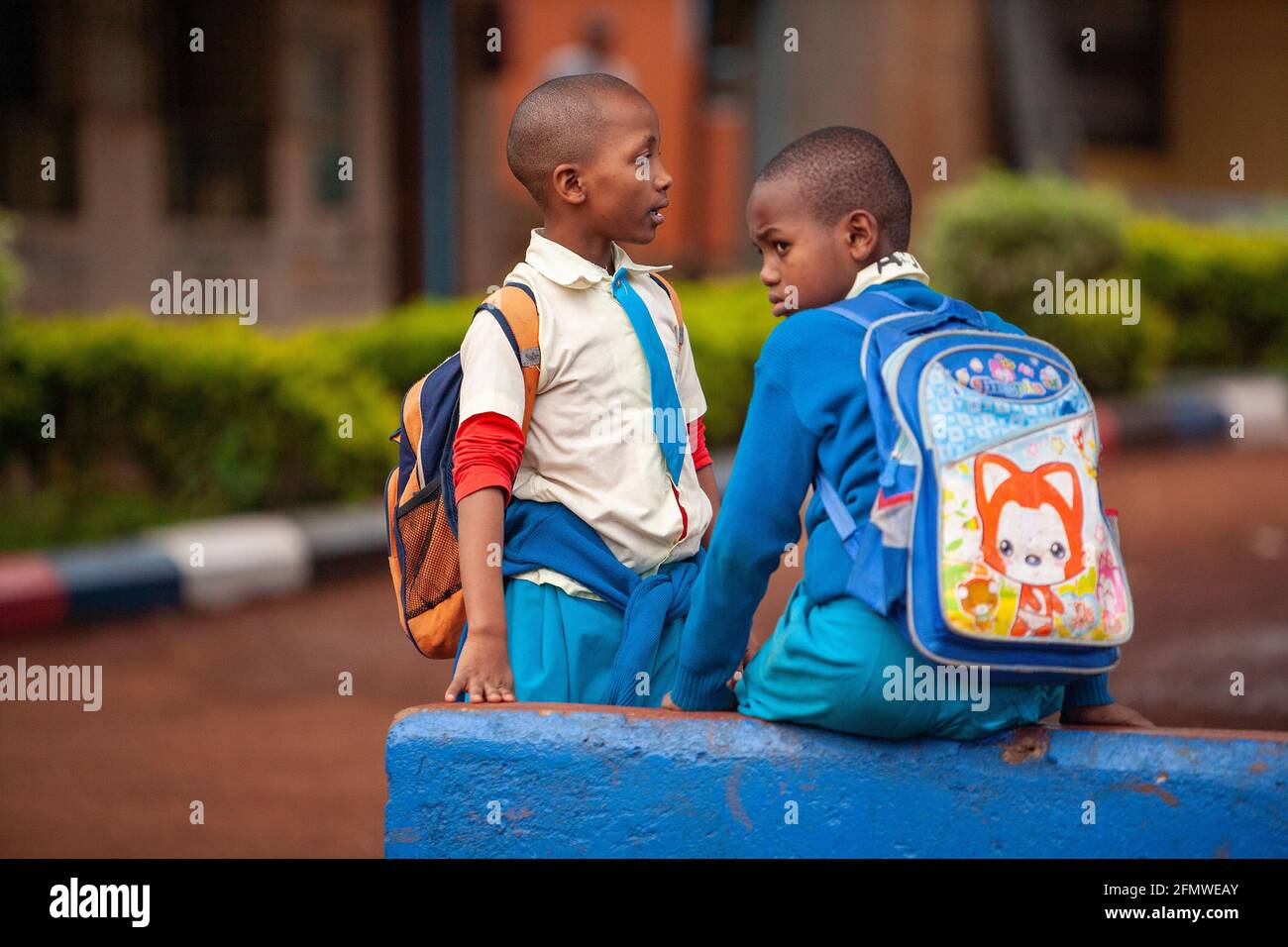 School children in uniform at a public school in Karatu, Tanzania Stock ...