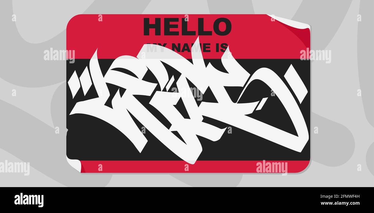 Abstract Graffiti Style Sticker Hello My Name Is With Some Street Art ...