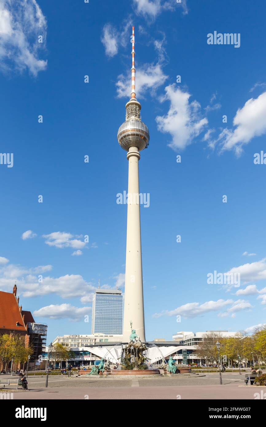 Berlin Skyline tv tower Alexanderplatz Alexander square portrait format ...