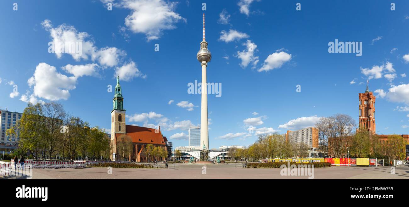 Berlin Skyline tv tower Alexanderplatz Alexander square panoramic view ...
