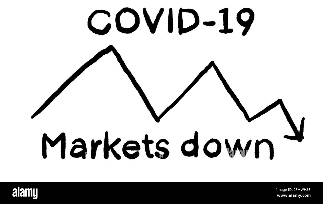 covid markets down chart, animated in whiteboard style Stock Photo - Alamy