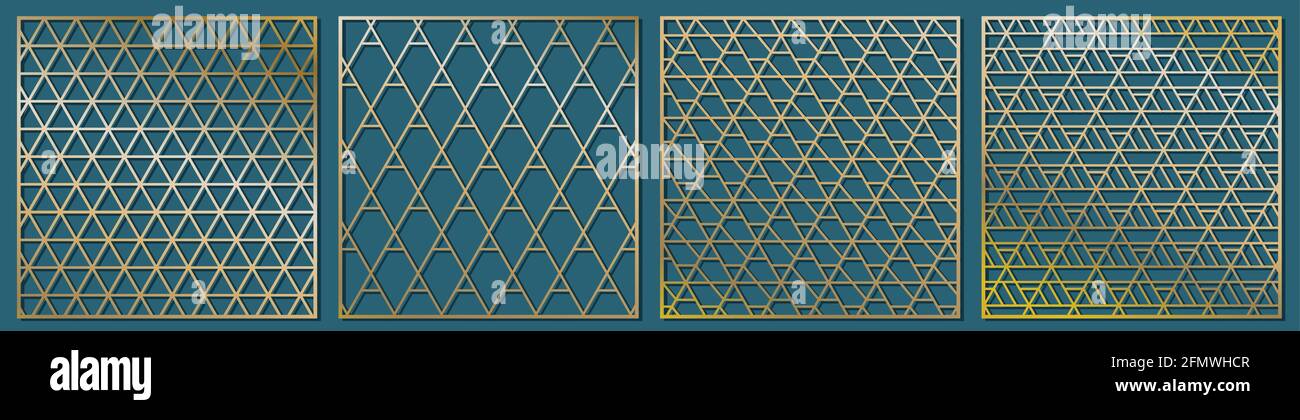 Abstract Geometry triangle pattern for laser cutting. Universal ...