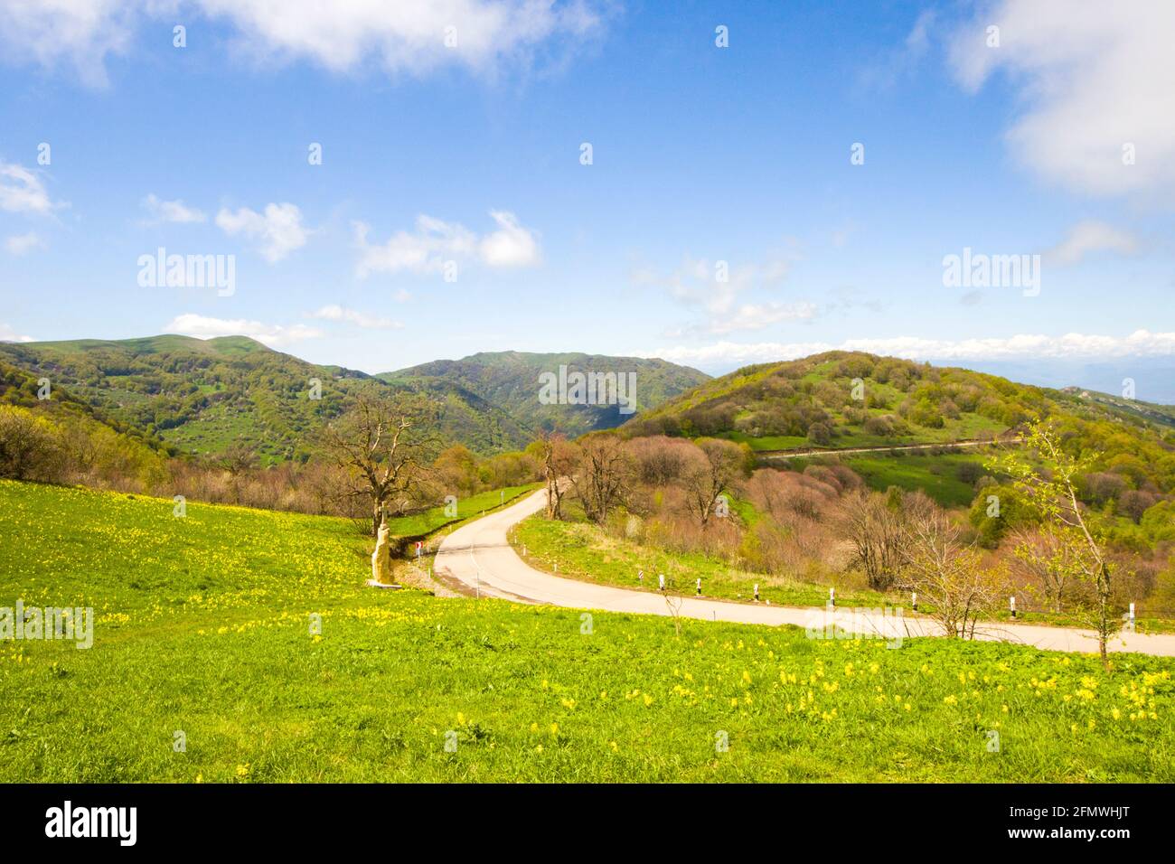 Mountain landscape in Georgia. Landscape from Didgori road. Clouds and ...