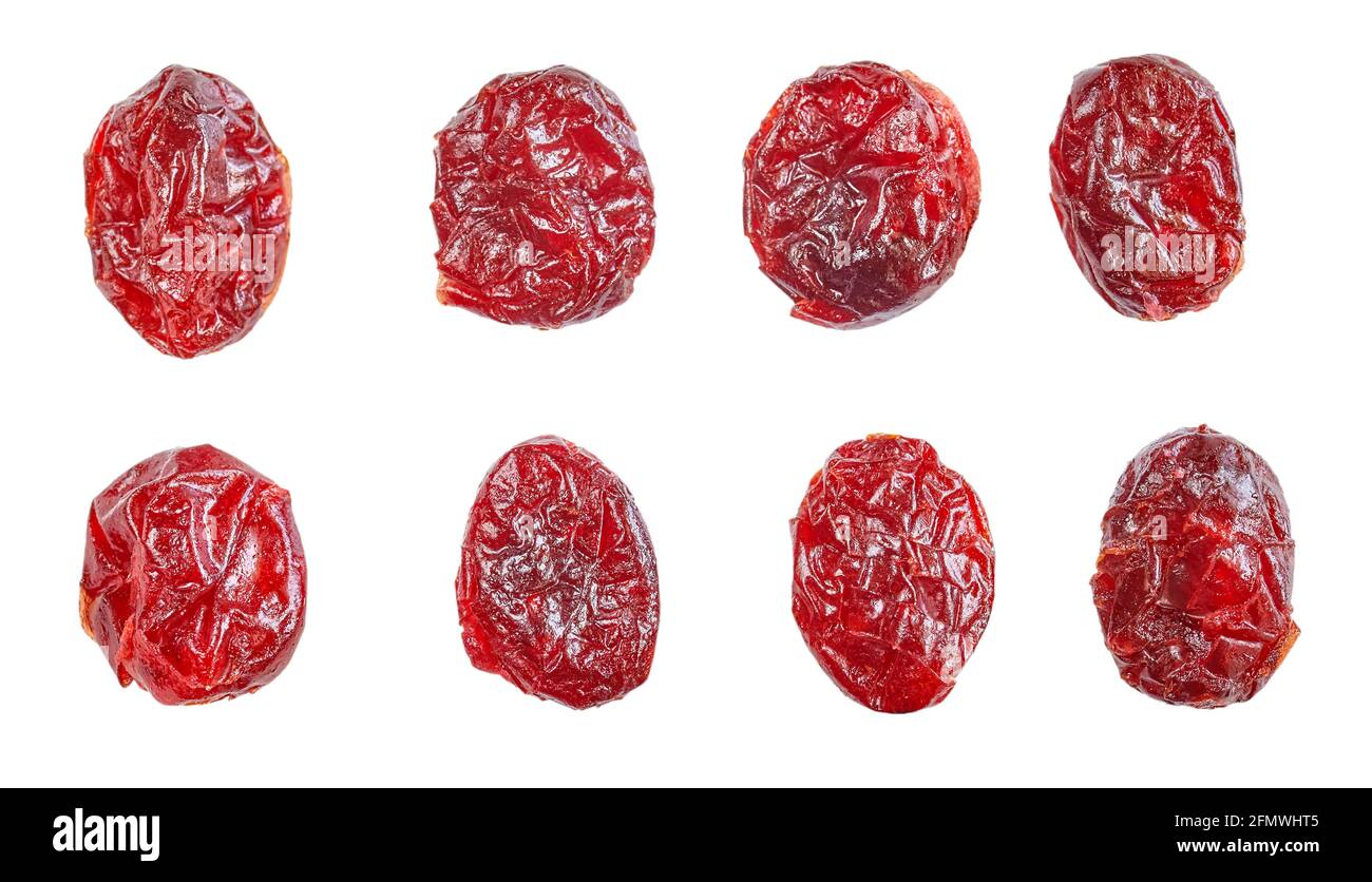 Dried whole round cranberries isolated on white background, selective ...