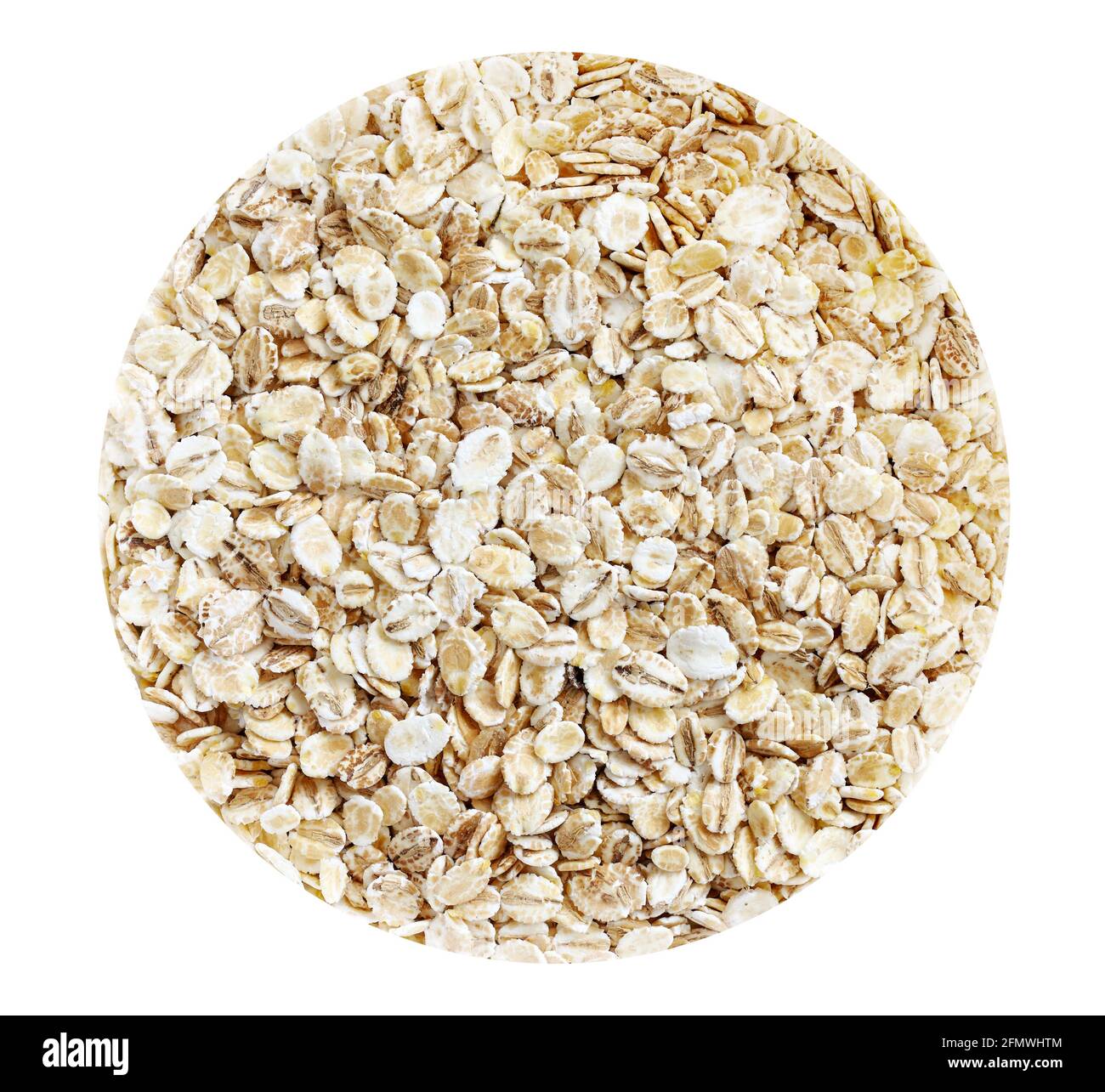 Organic barley flakes isolated on white circle background Stock Photo ...