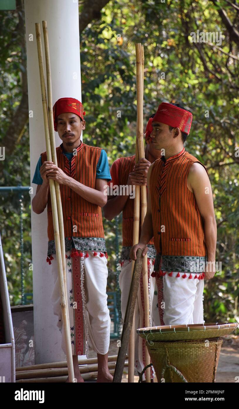 Bamboo dance artist with their sticks at an event. This dance is ...
