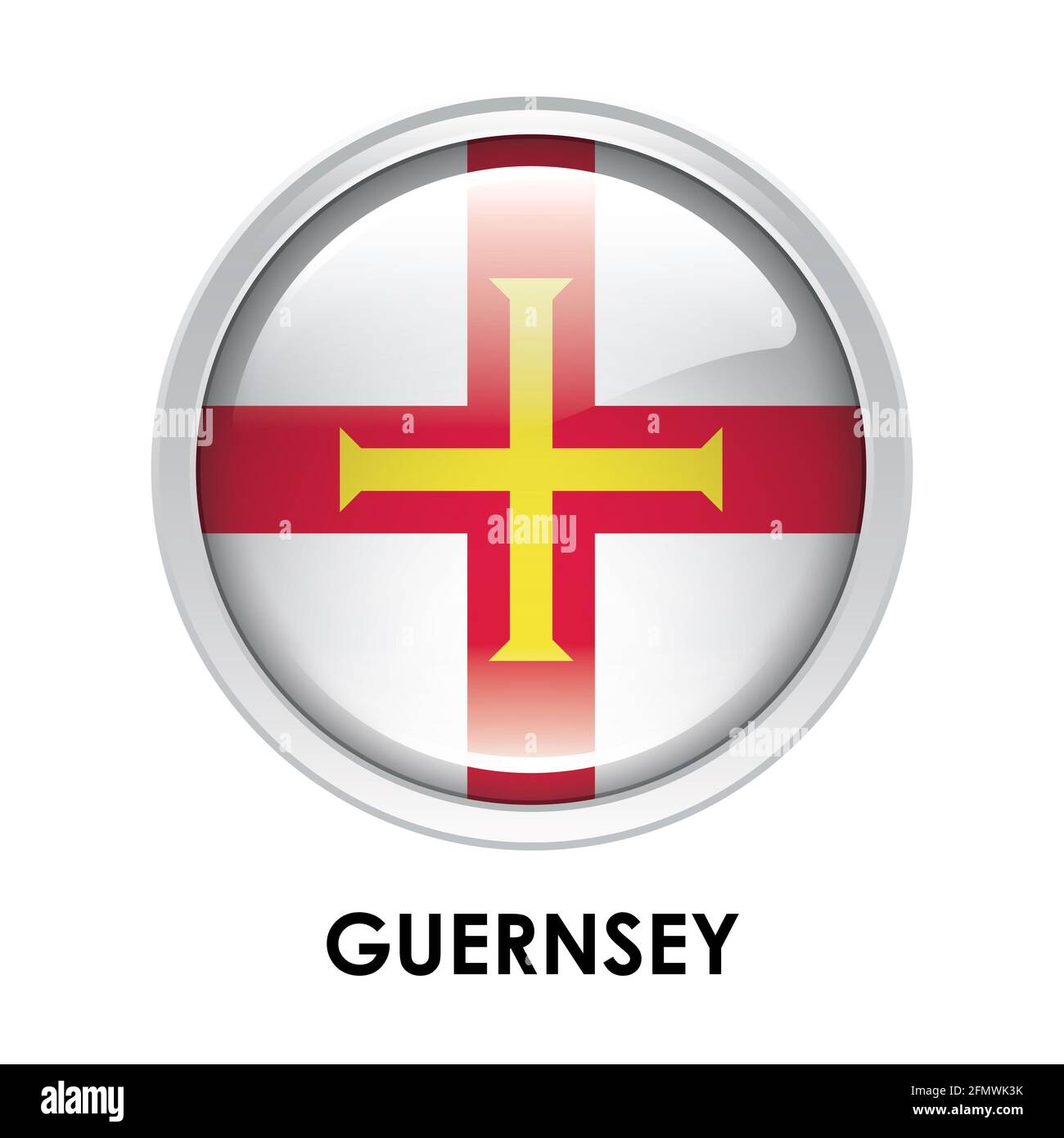Round flag of Guernsey Stock Photo - Alamy