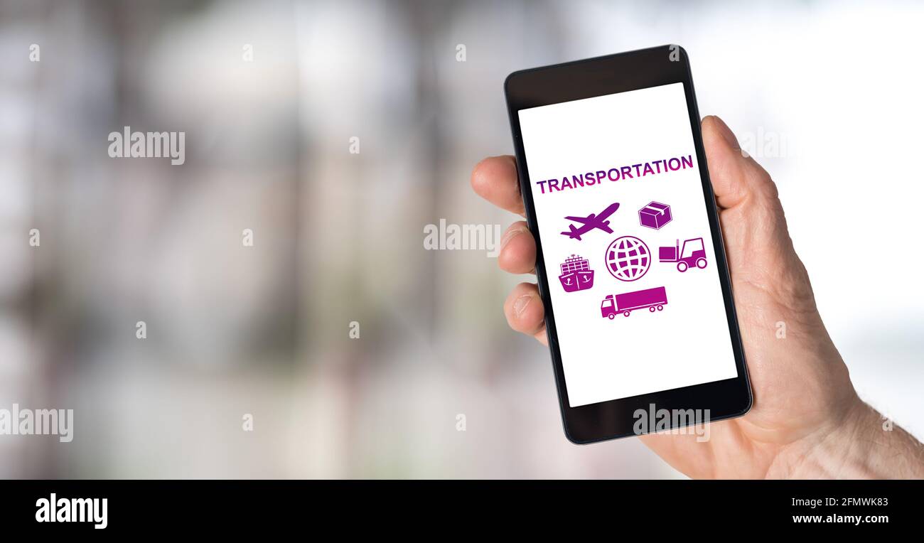 Smartphone screen displaying a transportation concept Stock Photo - Alamy