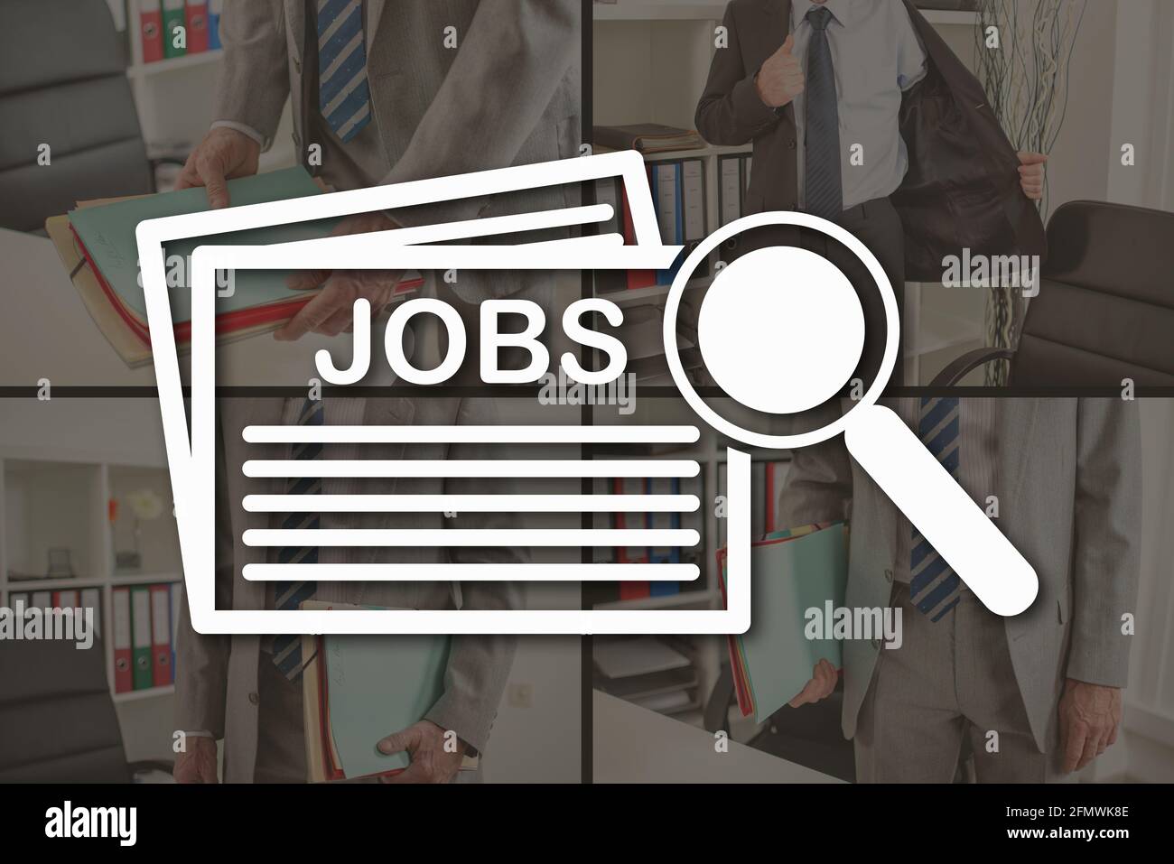 Job search concept illustrated by pictures on background Stock Photo ...