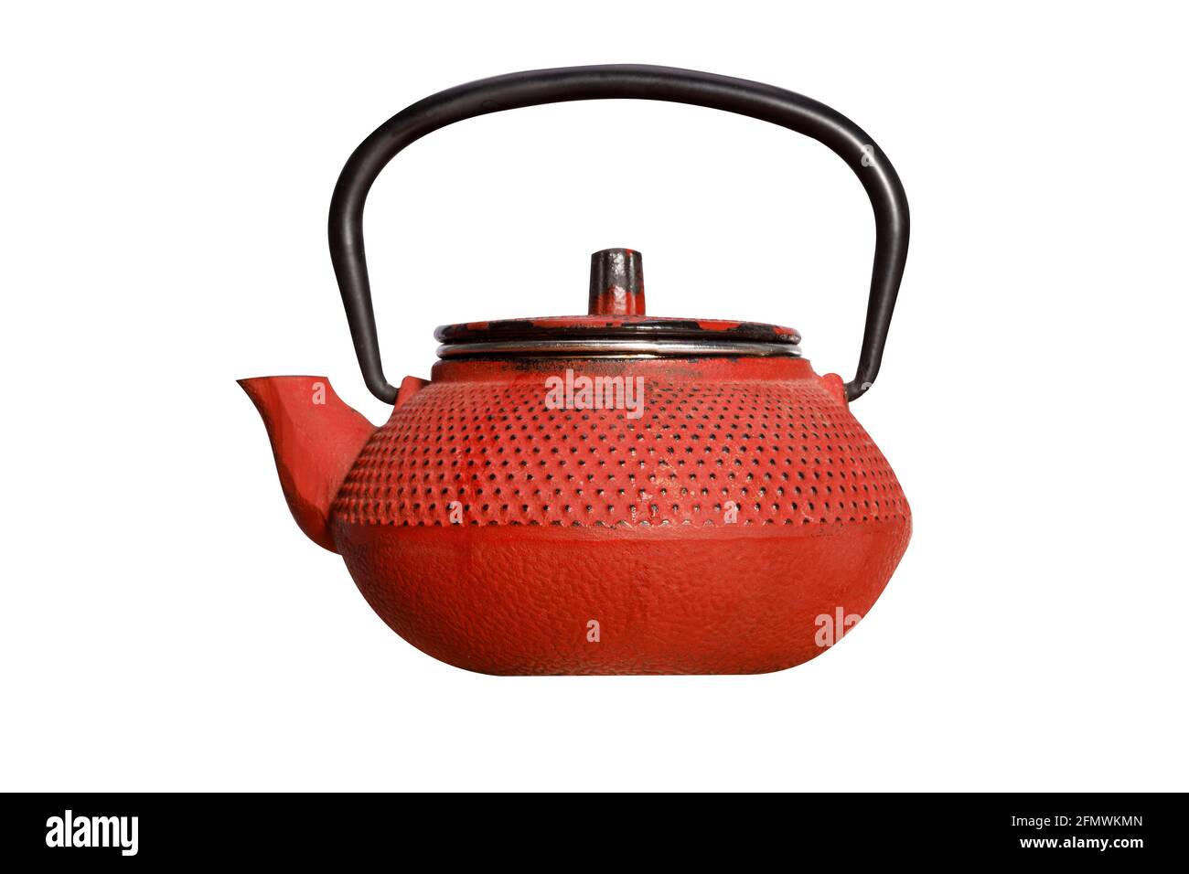 Red Chinese teapot isolated on white background. High quality photo ...