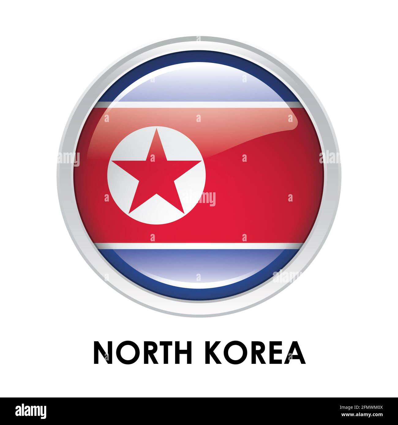 North Korea Flag Round