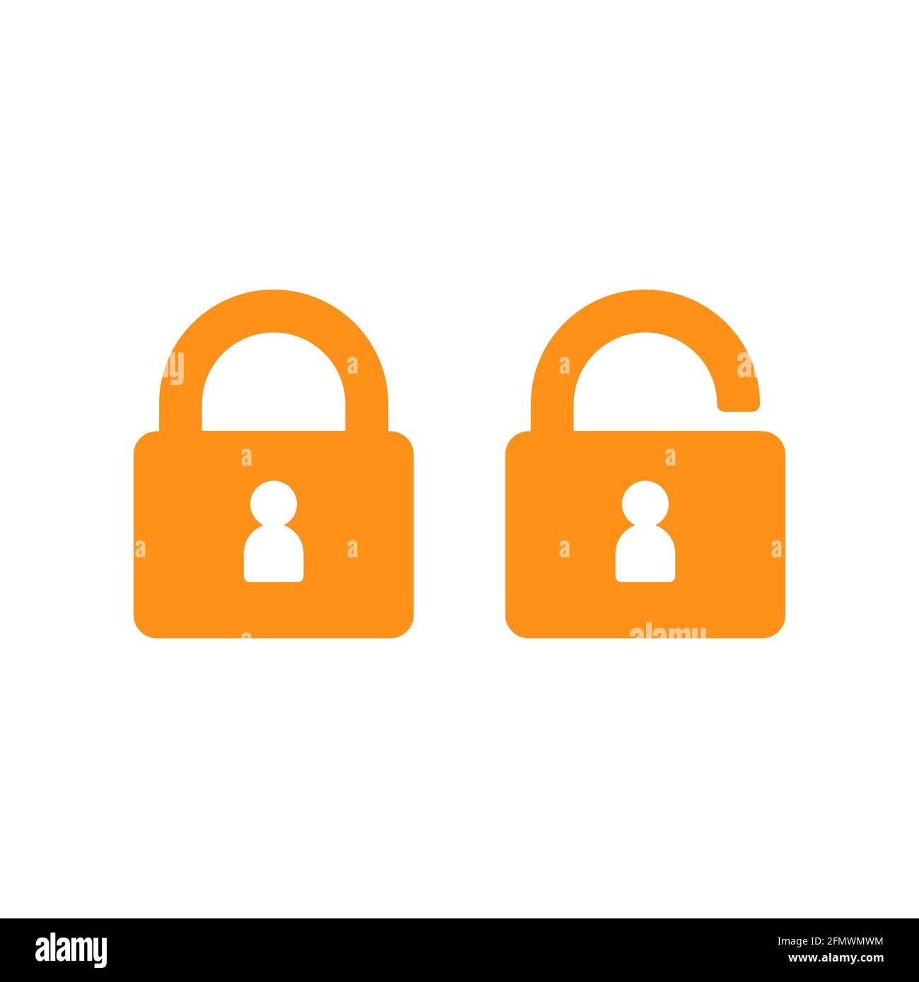 Open and closed lock with human silhouette keyhole vector icon. Self ...