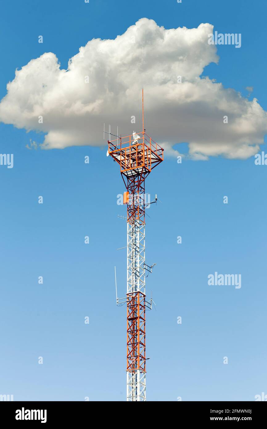 tall steel tower with antennae for communications Stock Photo - Alamy