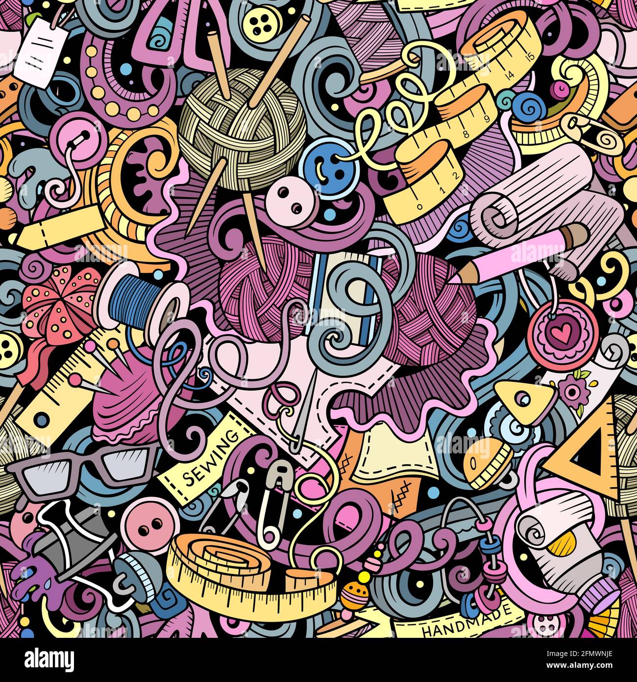 Handmade hand drawn doodles seamless pattern Stock Vector Image & Art ...