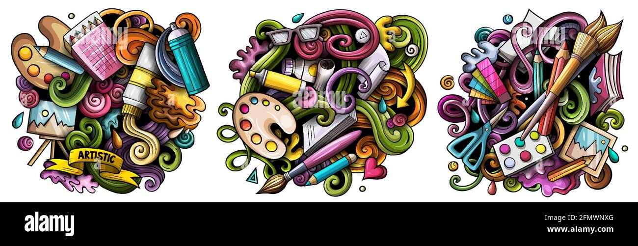 Art cartoon vector doodle designs set Stock Vector Image & Art - Alamy