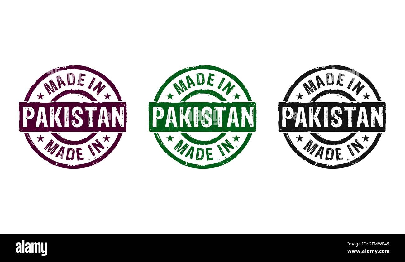 Made in Pakistan stamp icons in few color versions. Factory ...