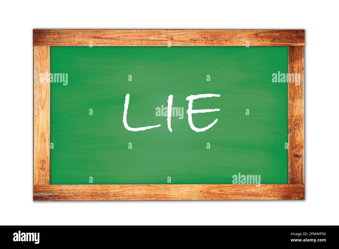LIE text written on green wooden frame school blackboard Stock Photo ...