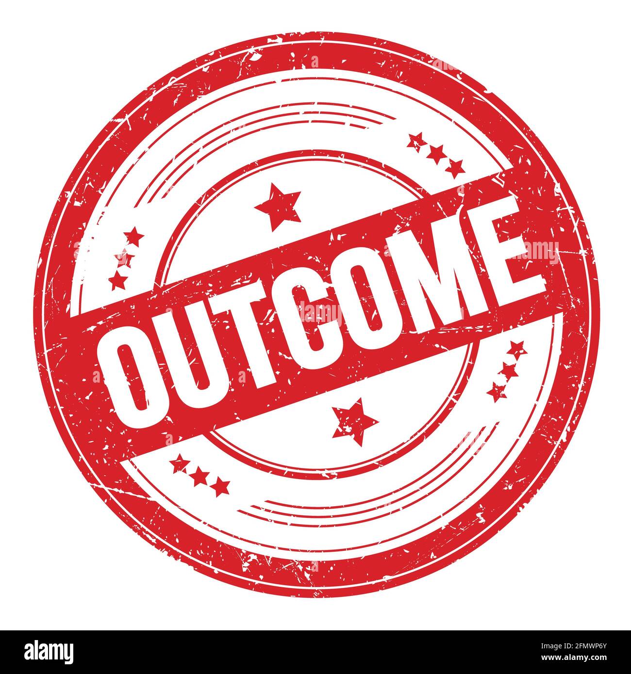 OUTCOME text on red round grungy texture stamp Stock Photo - Alamy