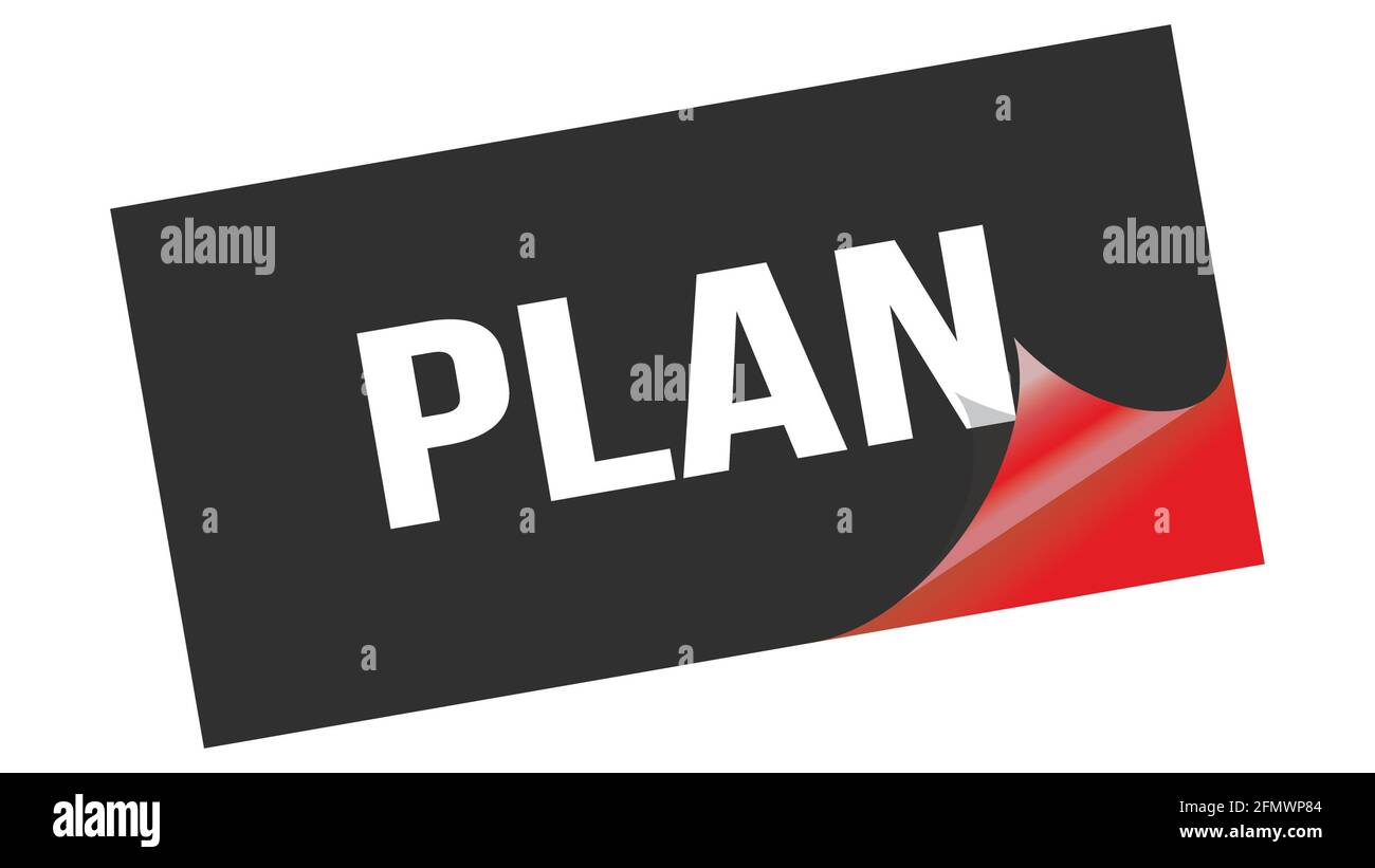 PLAN text written on black red sticker stamp Stock Photo - Alamy