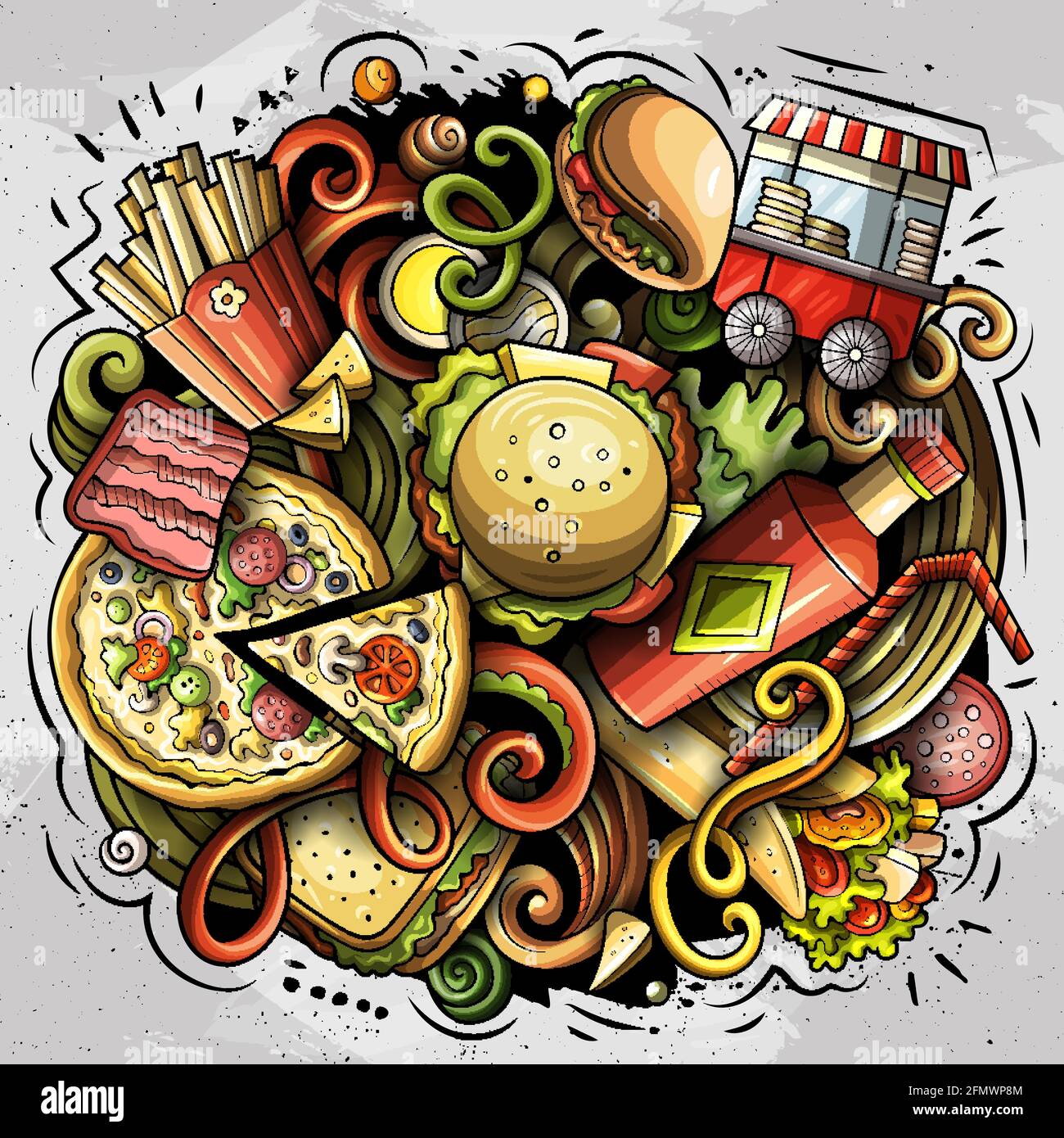 Fastfood hand drawn vector doodles illustration Stock Vector Image ...