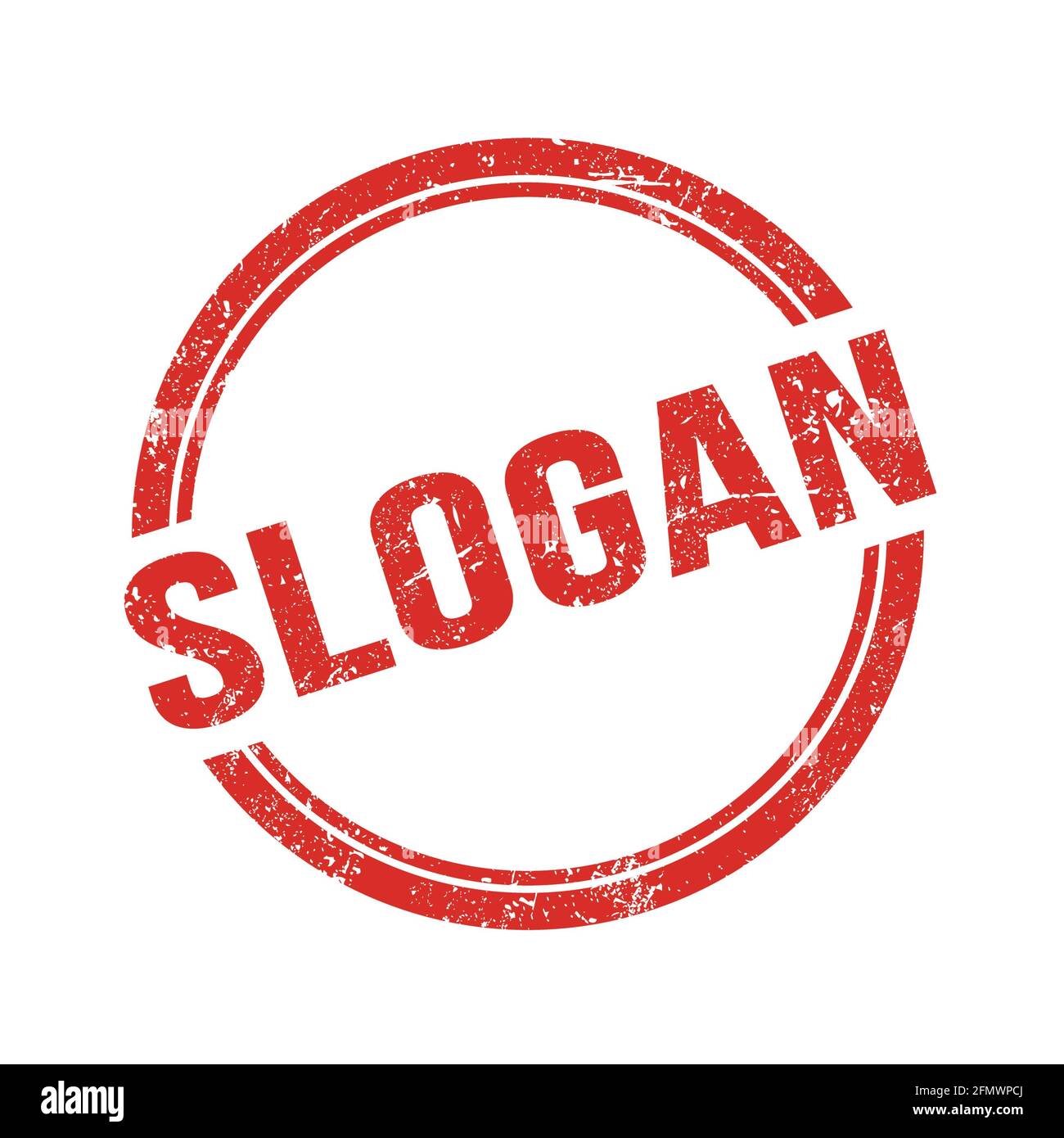 SLOGAN text written on red grungy vintage round stamp Stock Photo - Alamy
