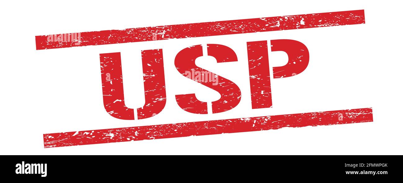 USP text on red grungy rectangle stamp sign Stock Photo - Alamy