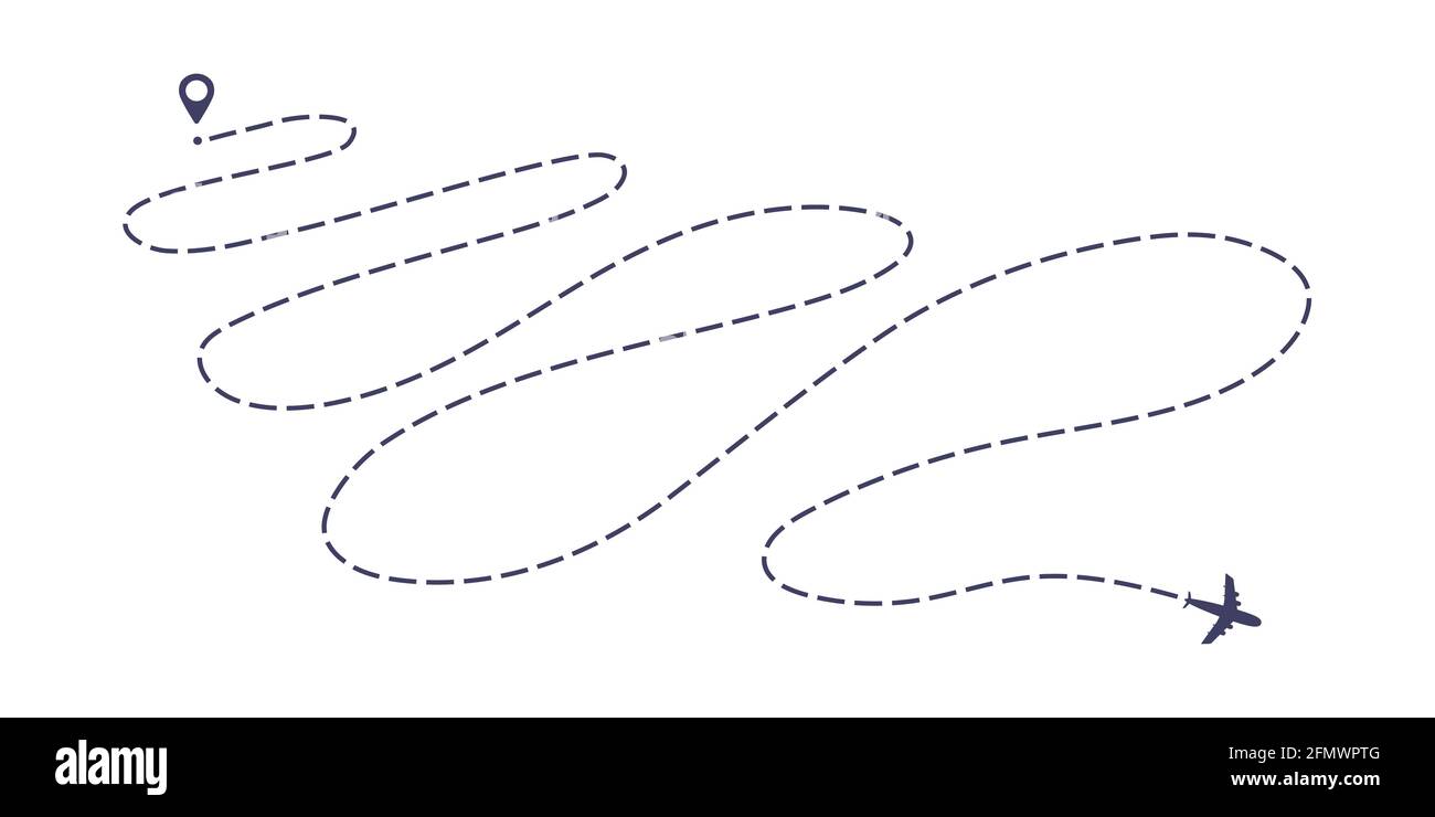 Airplane dashed line path flat style design vector illustration ...
