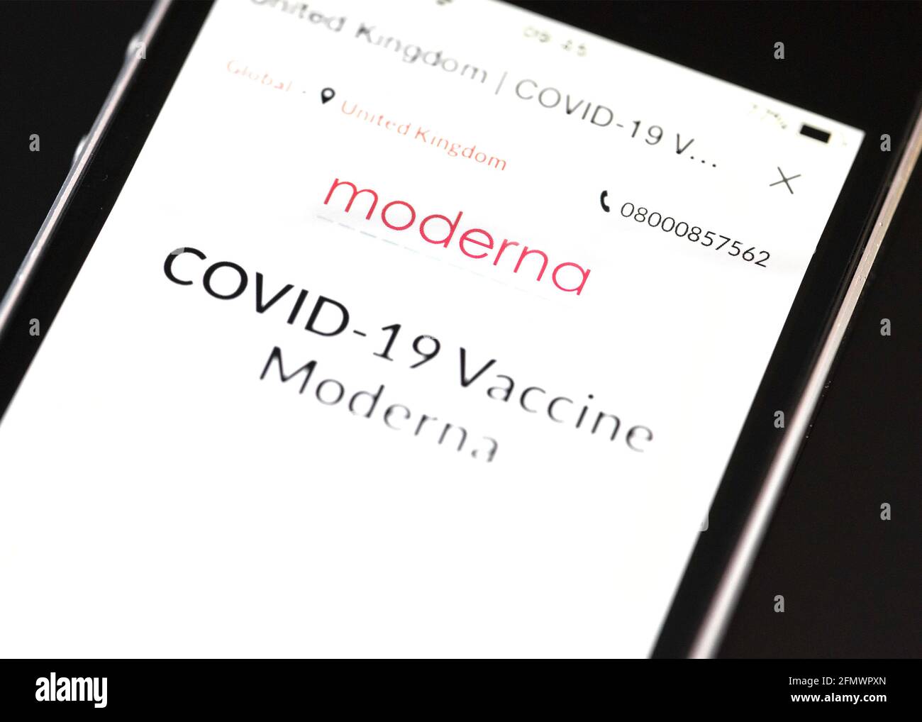 Covid 19 vaccine and vaccination UK concept. Moderna vaccine and ...