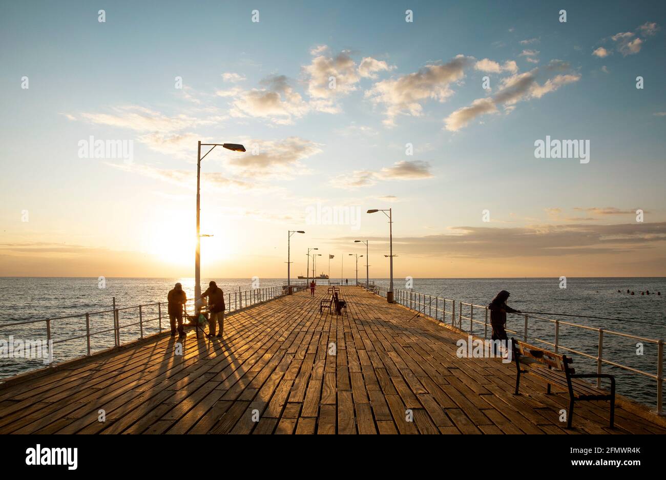 Wooden pier in Limassol city, Cyprus Stock Photo - Alamy