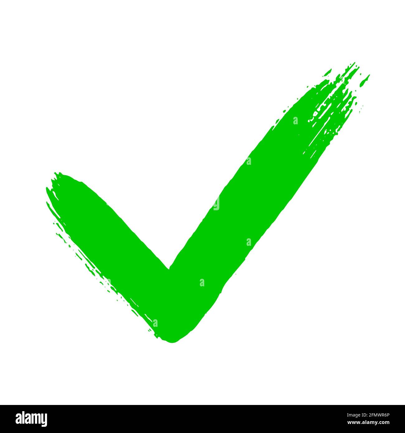 Dirty grunge hand drawn tick v with brush strokes vector illustration ...