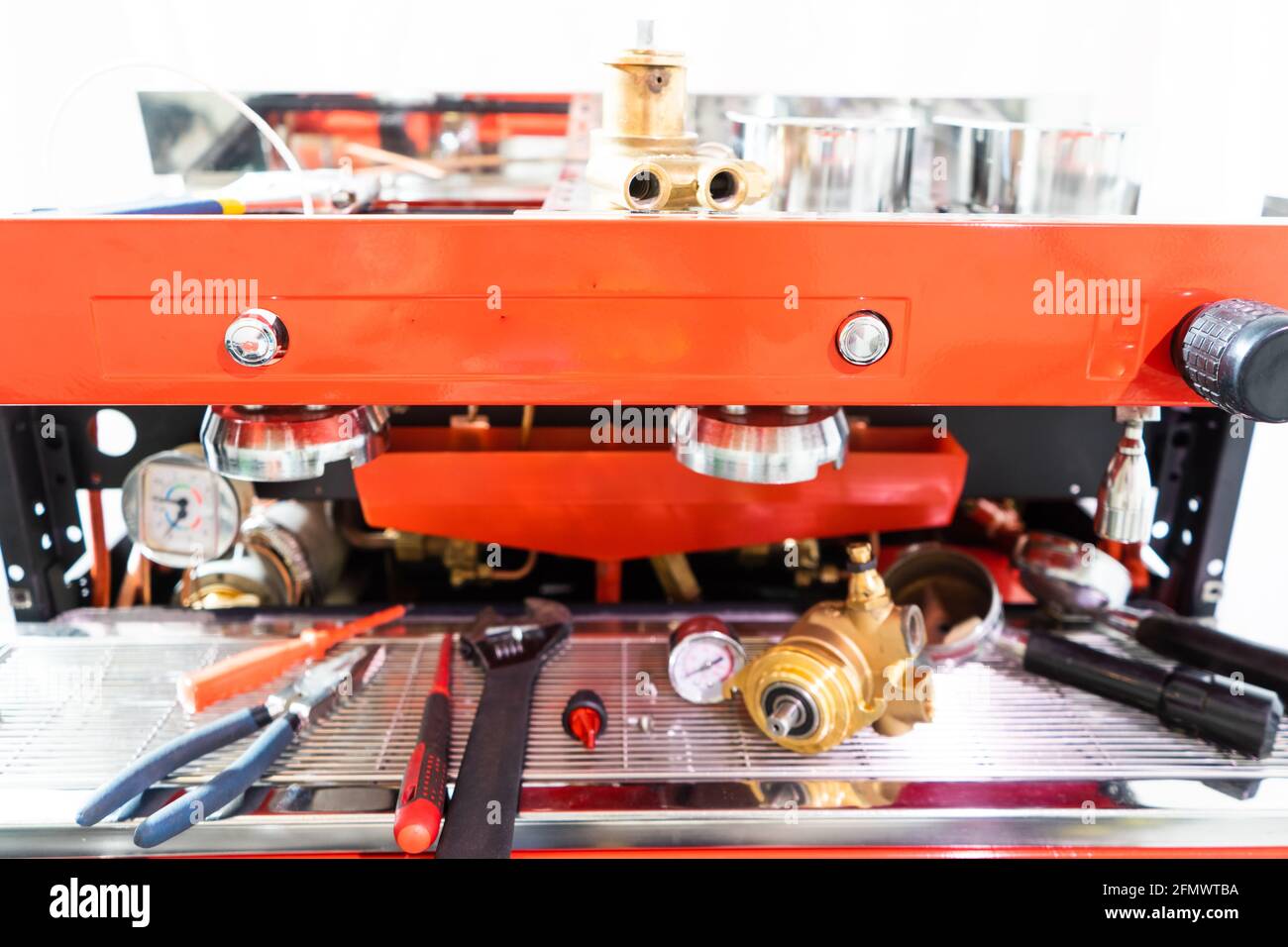 repair of the coffee machine photo. disassembled coffee machine Stock ...