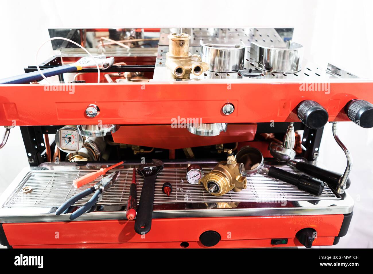 repair of the coffee machine photo. disassembled coffee machine Stock ...