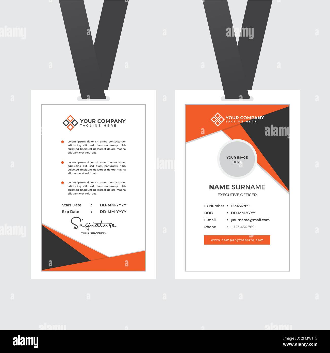 Premium Employee ID Card with Photo Placeholder, Name, Position and ...