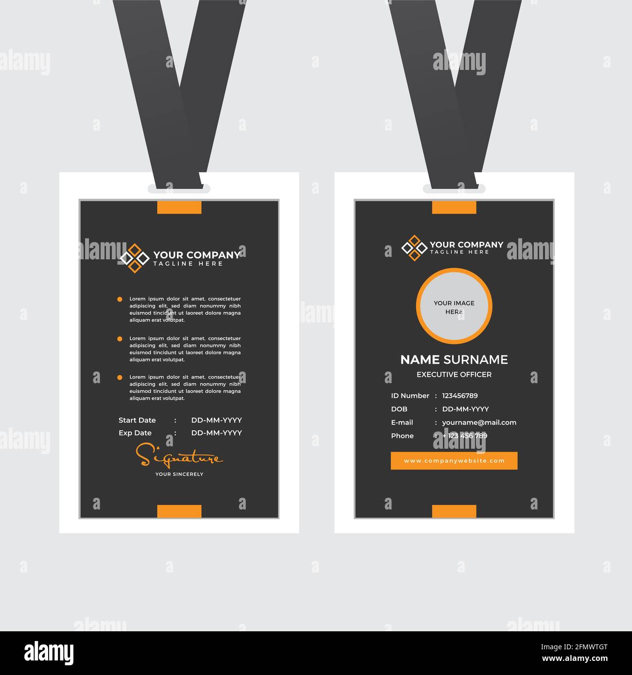 Premium Employee ID Card with Photo Placeholder, Name, Position and ...