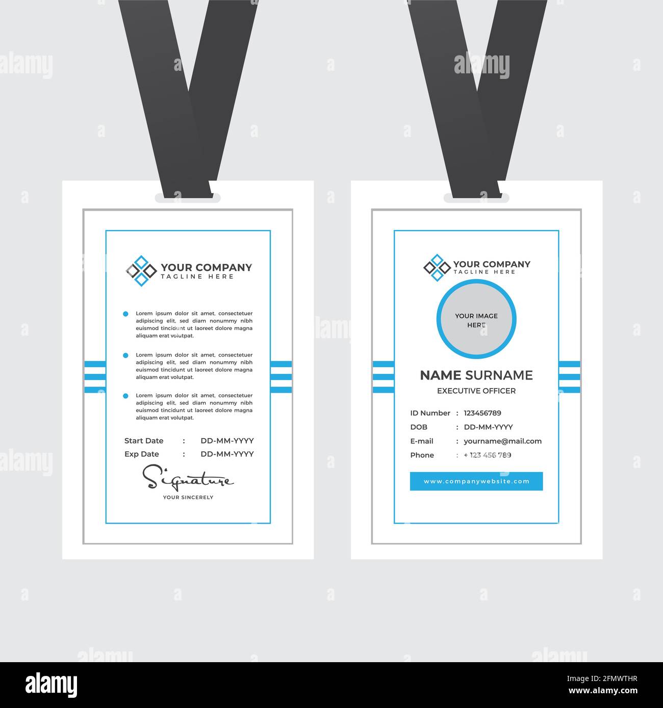 Premium Employee ID Card with Photo Placeholder, Name, Position and ...