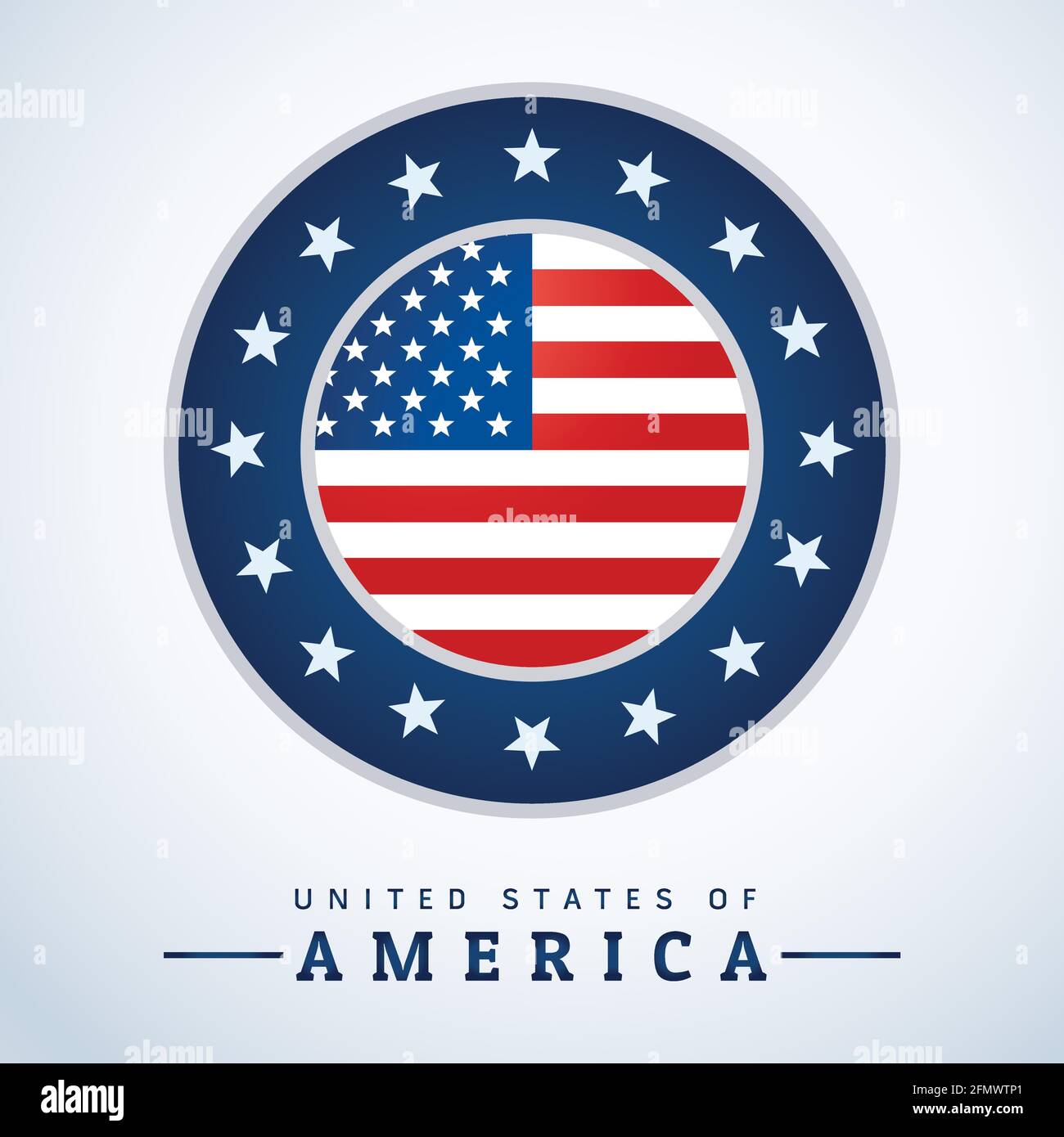 Round logo in the center with USA flag - Vector illustration Stock ...