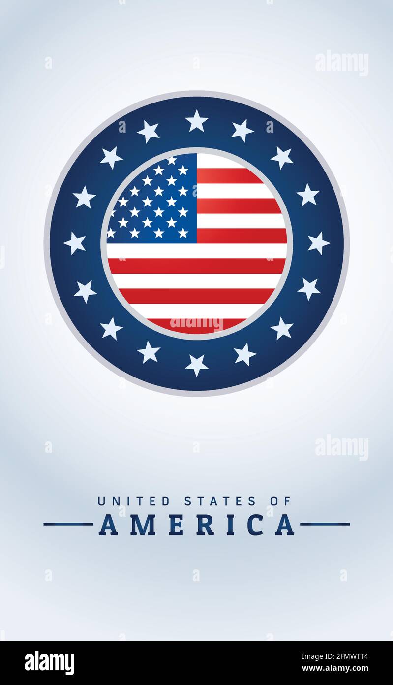 Round logo in the center with USA flag - Vector illustration Stock ...