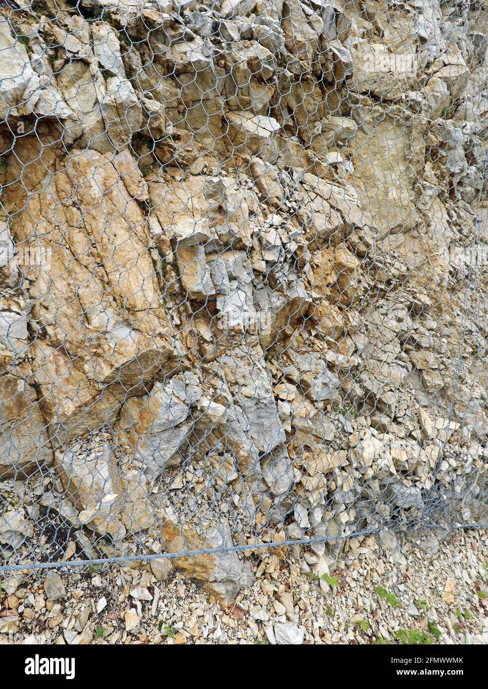 metal mesh for protection against rock landslides in the mountain slope ...
