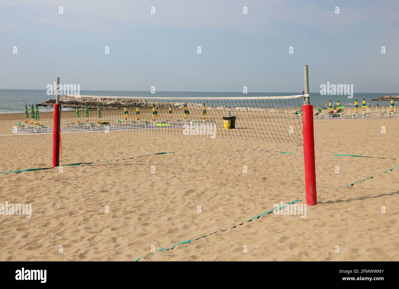 Net of volleyball without players due to the financial crisis caused by ...