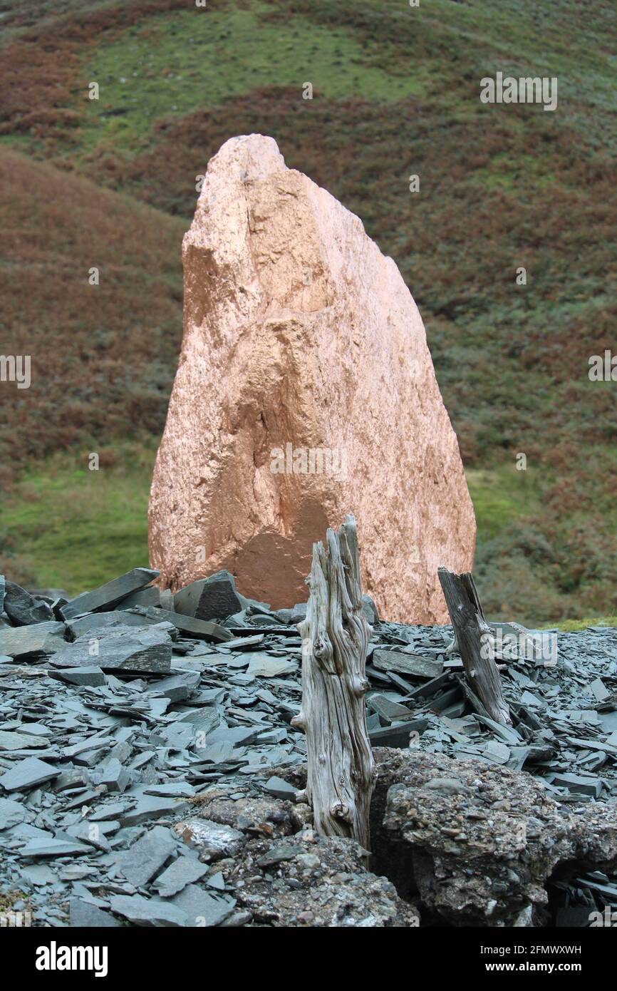 Lake District Coniston Copper mine, a massive copper rock Stock Photo ...