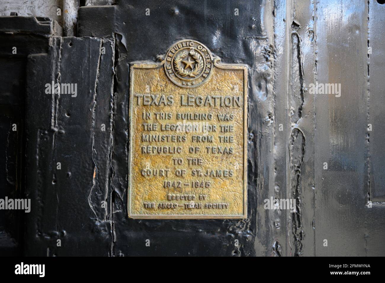 Historic Texas Legation plaque in Pickering Place, City of Westminster ...