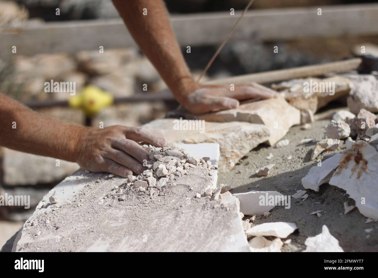 stone masonry wall building handmade craft traditional Stock Photo - Alamy