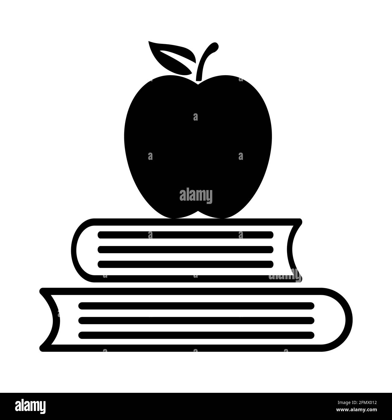 books with apple icon on white background. education sign. knowledge ...