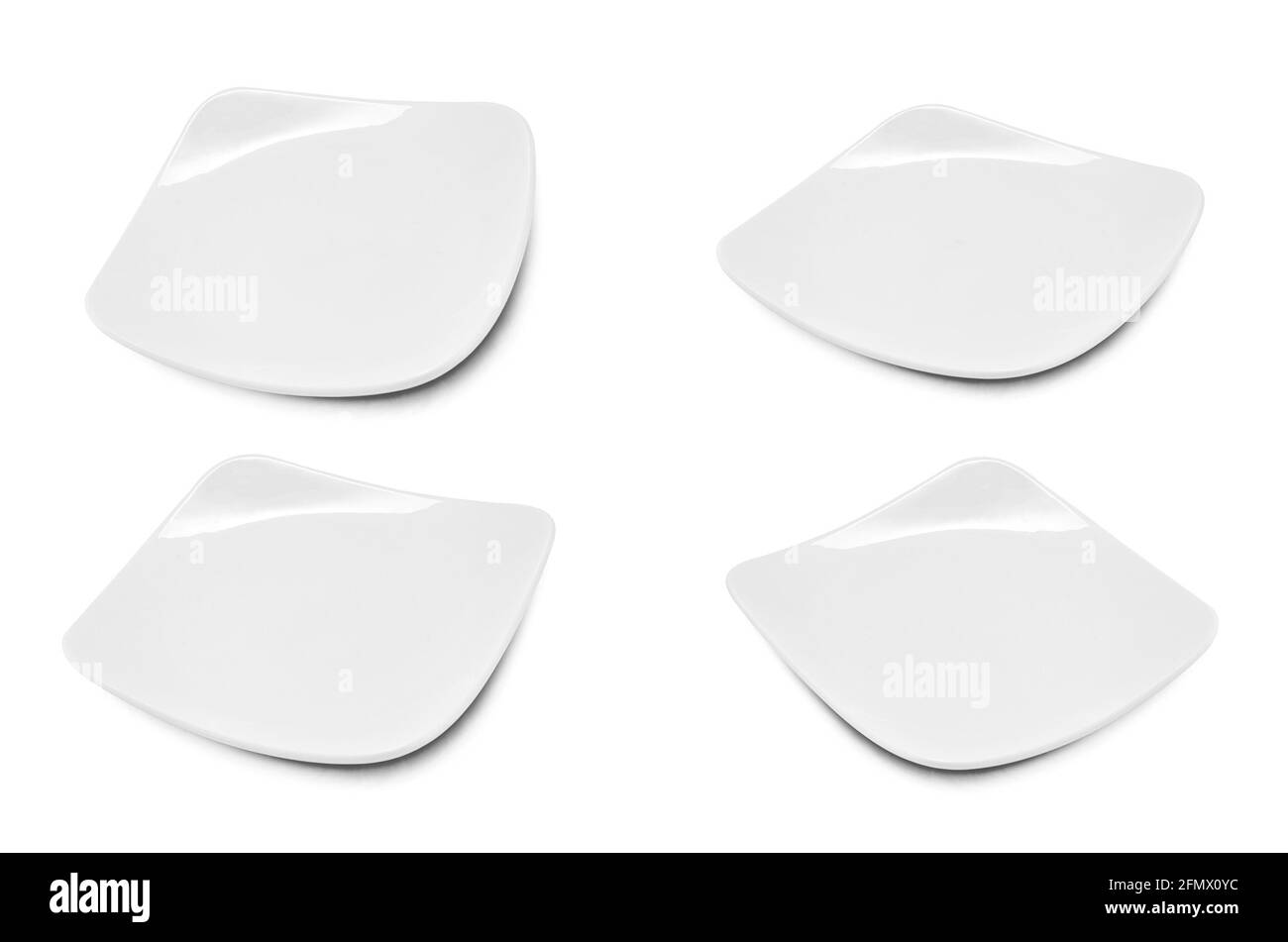 collection of ceramic white plate on white background Stock Photo - Alamy