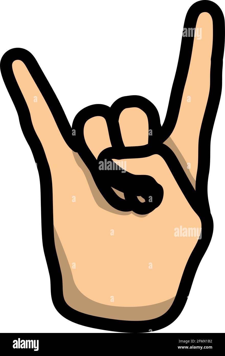 Rock Hand Icon. Editable Bold Outline With Color Fill Design. Vector ...