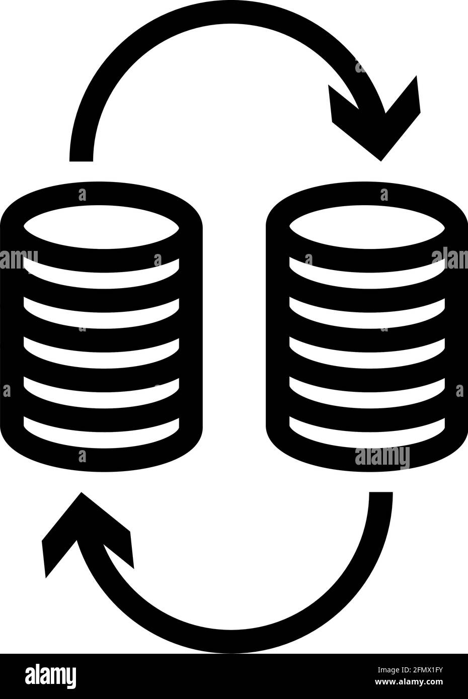 Dollar Euro Coins Stack Icon. Editable Bold Outline Design. Vector ...